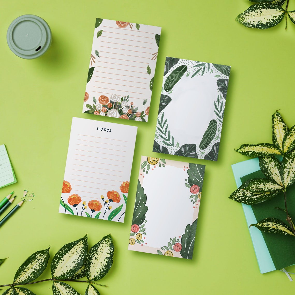 Floral Notes Lined Notepad - Etsy