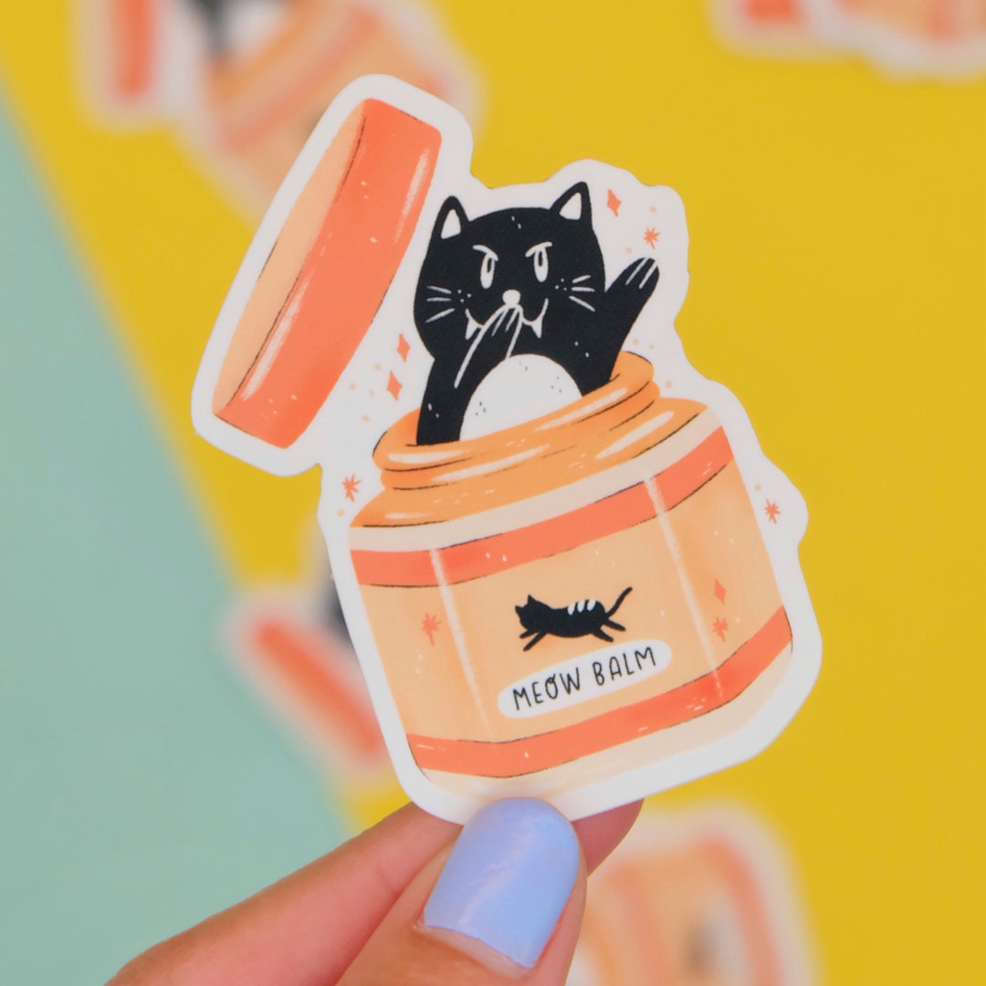Meow Balm Vinyl Sticker: Black Cat in Balm Jar - 2.5" - Etsy