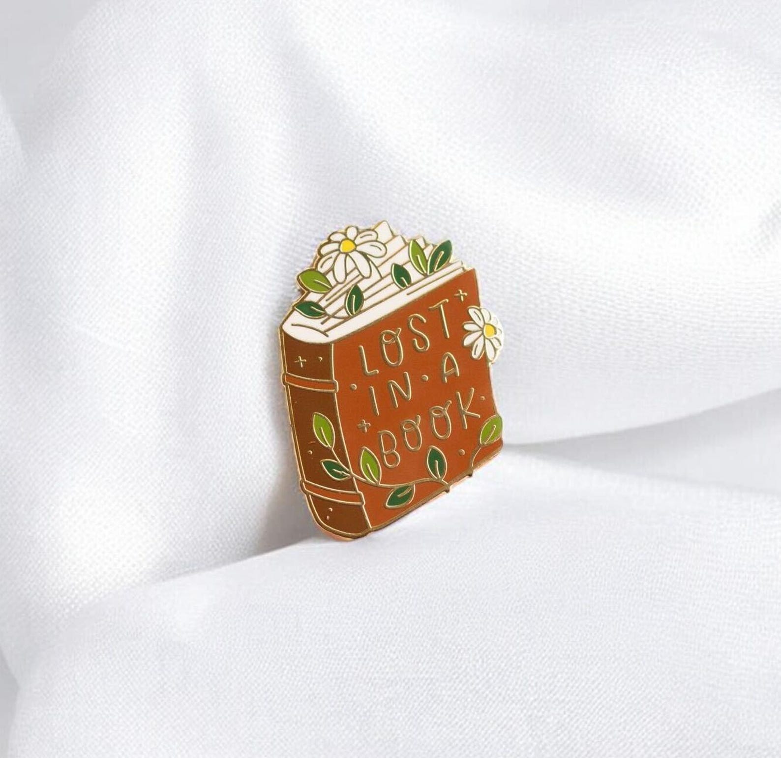 Lost in a Book Enamel Pin: Bookworm Gift - Etsy
