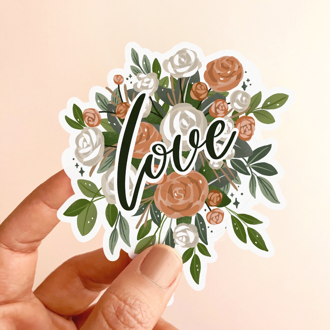 Flower Love Matte Vinyl Sticker | Vinyl Sticker | Floral Sticker | Love ...