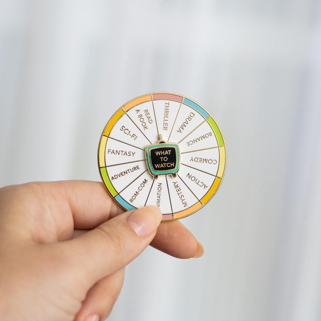 What to Watch Spinning Enamel Pin: Interactive Movie Night Fun - Etsy