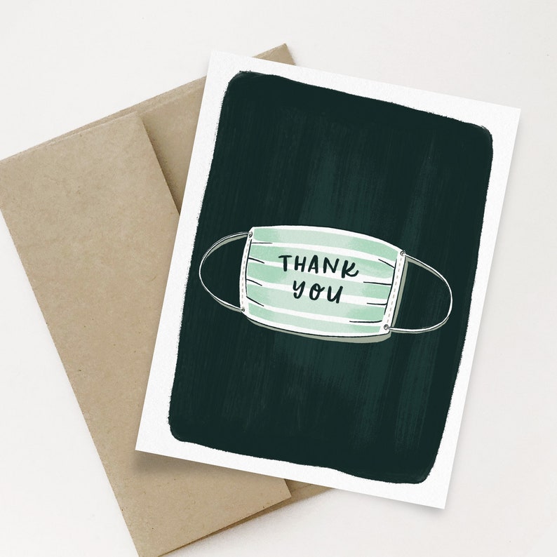 Thank You Mask A2 Greeting Card | Health Hero Greeting Cards - Etsy