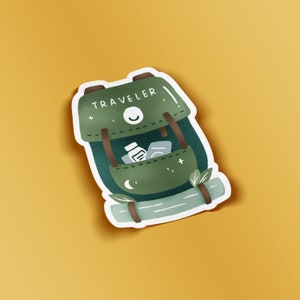 Traveler's Backpack Matte Sticker | Travel Sticker | Vinyl Sticker ...