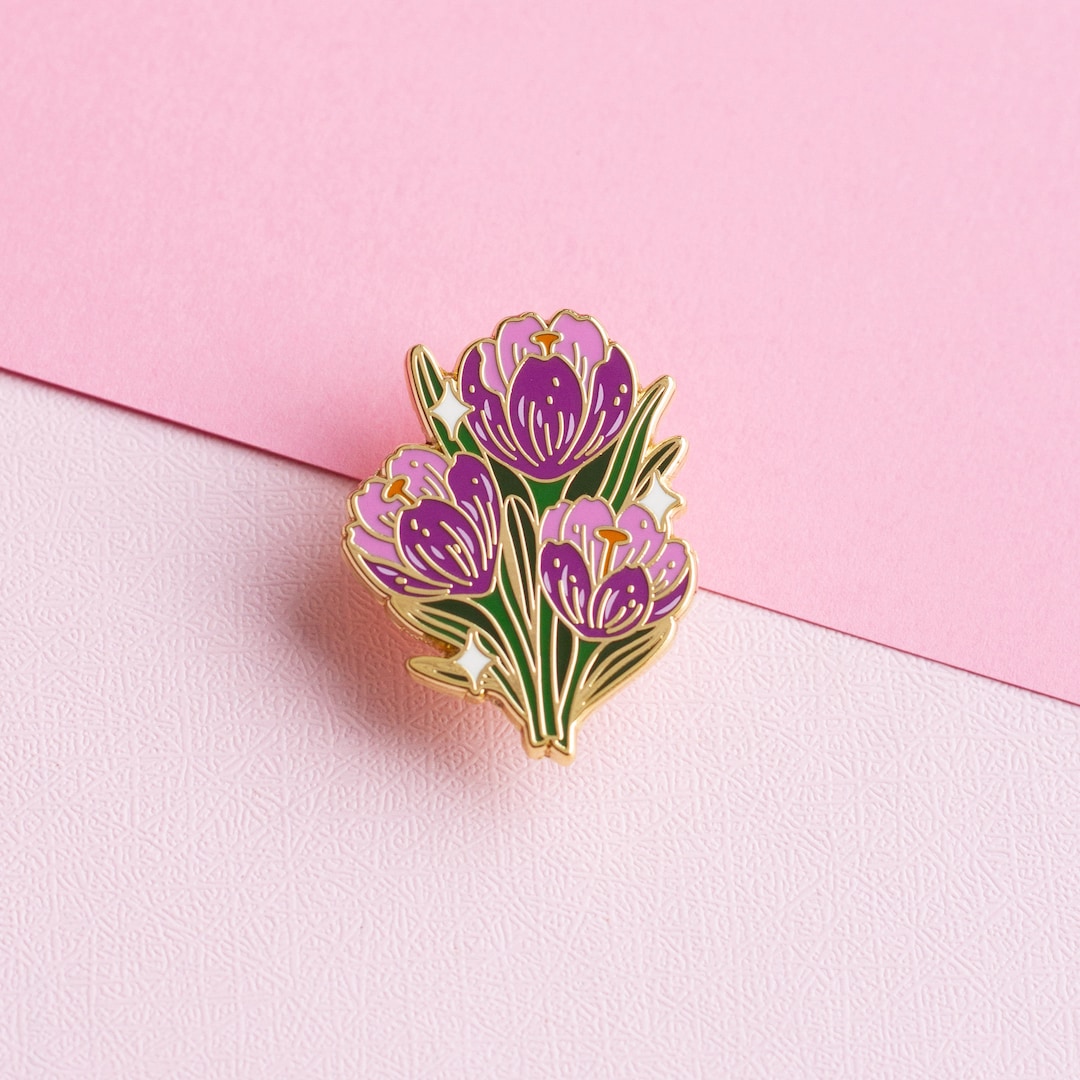 Crocus Enamel Pin | Plant Enamel Pin | Flower Enamel Pin | Winter ...