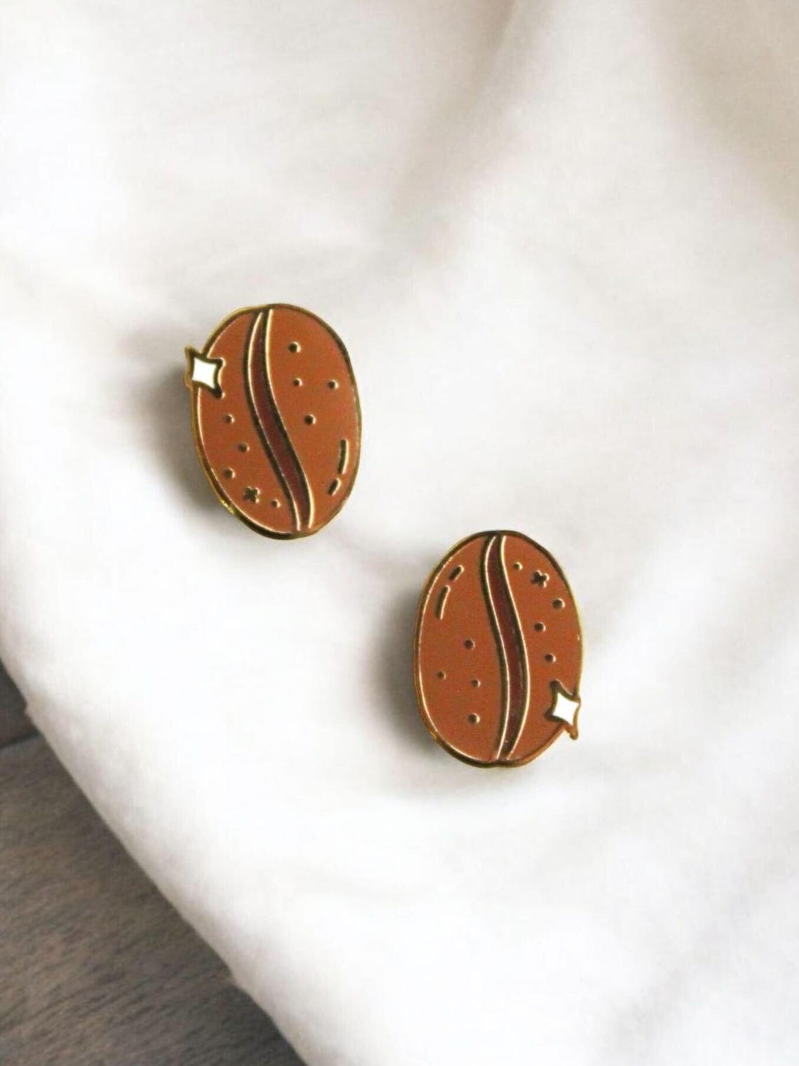 Coffee Bean Enamel Pin Set: Gold Plated Lapel Pins - Etsy