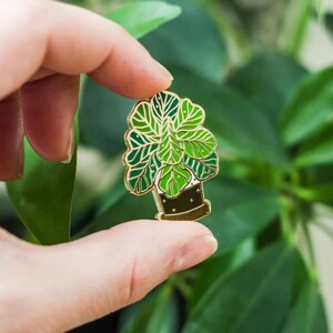 Fiddle Leaf Fig Enamel Pin: Gold Houseplant Lapel Pin - Etsy