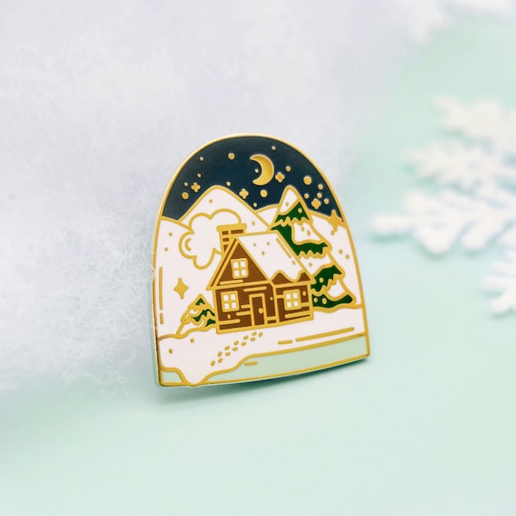 Winter House Enamel Pin Christmas Pin Winter Enamel Pin | Etsy