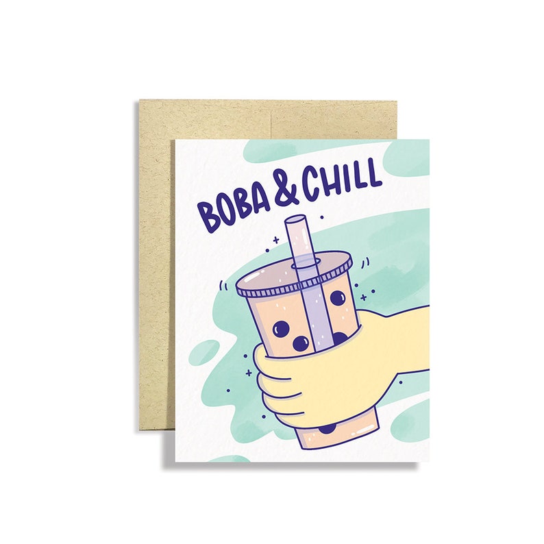 Boba and Chill A2 Greeting Card Punny Greeting Cards - Etsy