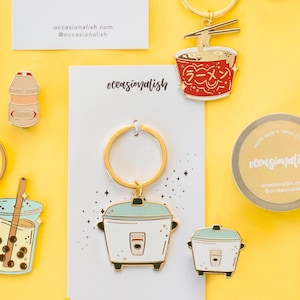 Rice Cooker Enamel Keychain | Asian Food Keychain - Etsy