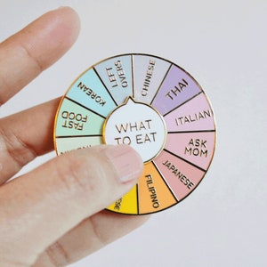 What to Eat Spinning Enamel Pin: Interactive Foodie Gift - Etsy