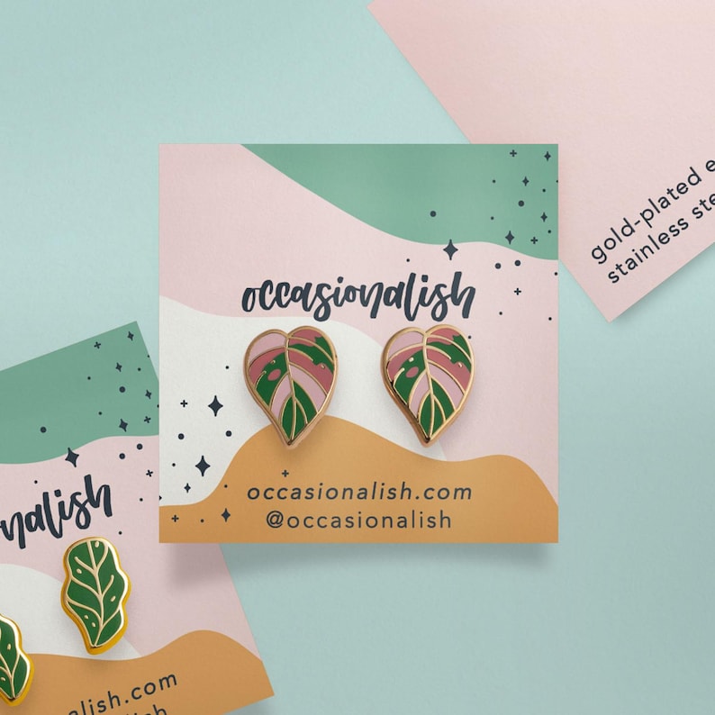 Pink Princess Philodendron Earrings: Gold-plated Plant Jewelry - Etsy