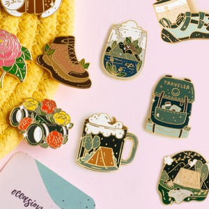 Camping Enamel Pin Travel Enamel Pin Outdoor Enamel Pin Camping Mug ...