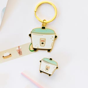 Rice Cooker Enamel Keychain | Asian Food Keychain - Etsy