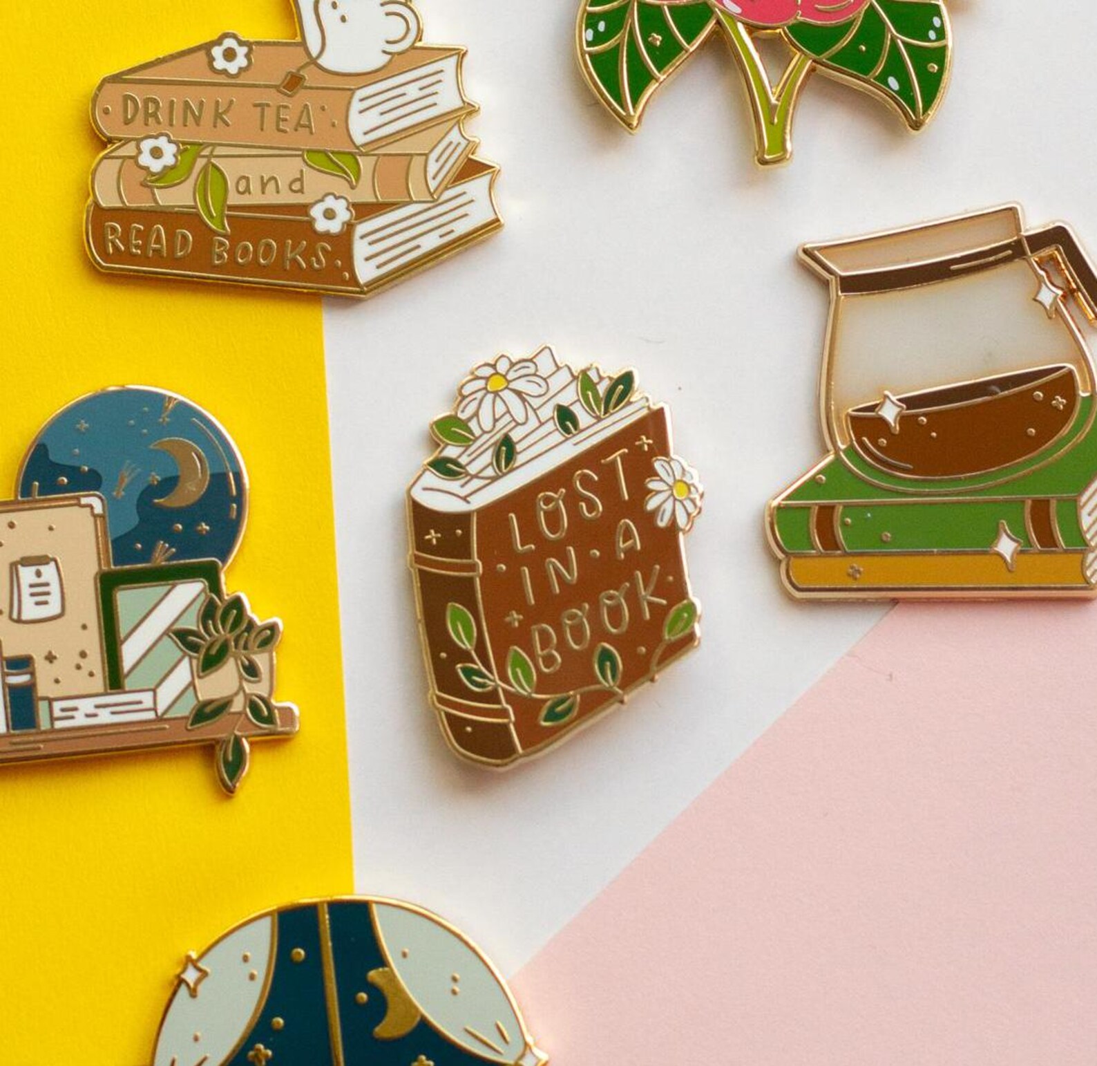 Lost in a Book Enamel Pin: Bookworm Gift - Etsy