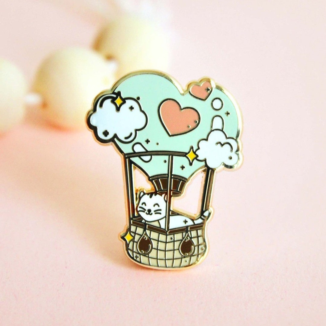 Hot Air Balloon Enamel Pin | Valentine Pin - Etsy