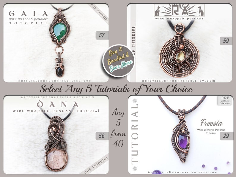 5 Tutorials of YOUR CHOICE Bundle : 5 Wire Wrap Tutorials - Etsy