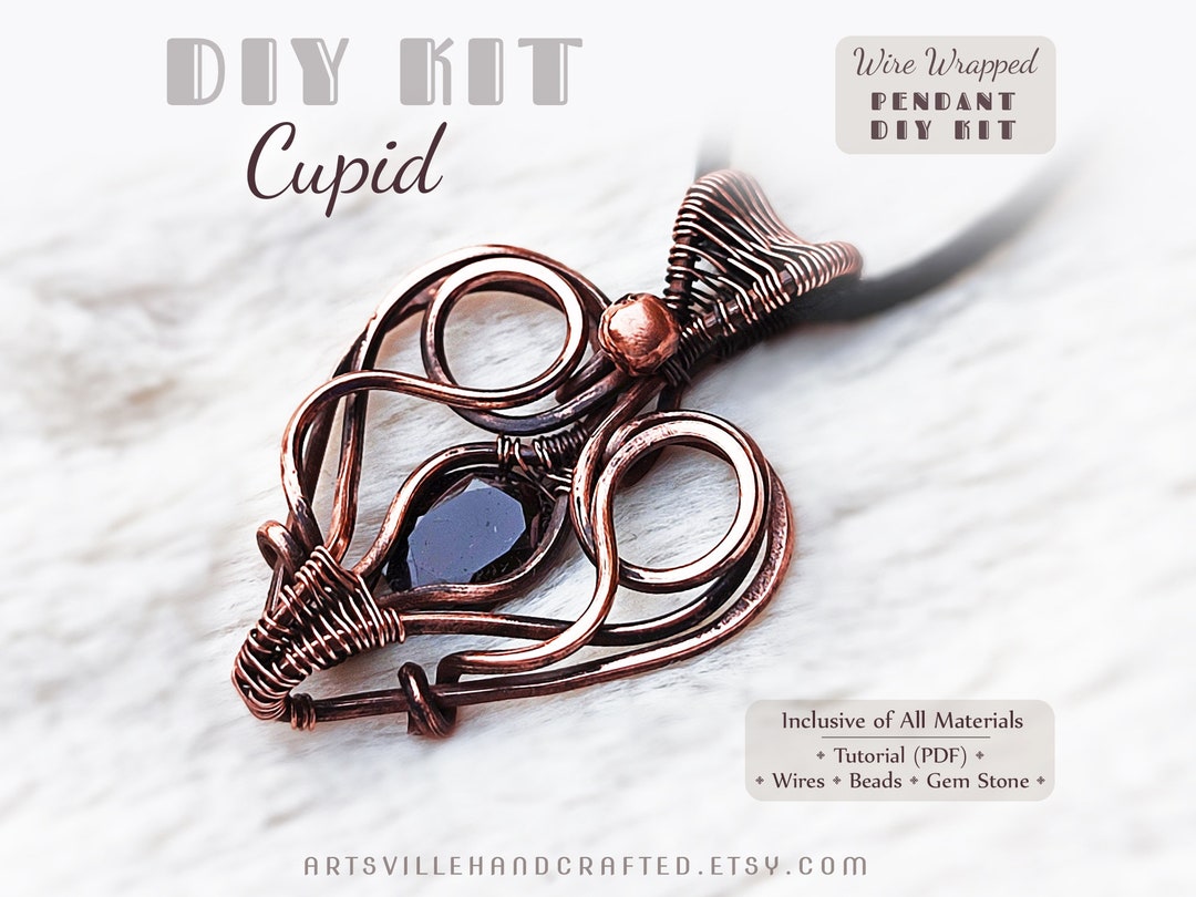 Cupid DIY Kit for Wire Wrapped Heart Pendant, Craft Kits for Adults ...