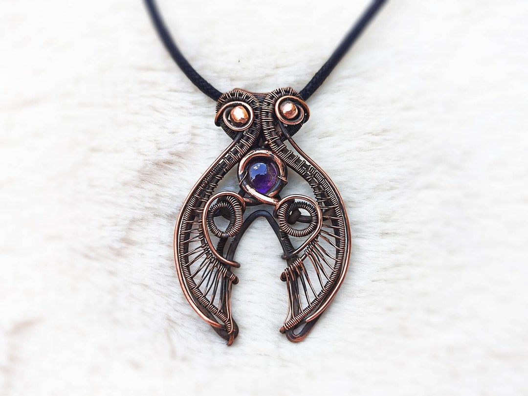 Wire Wrapped Amethyst Pendant, Horse Shoe Design Pendant, Wire Wrap ...