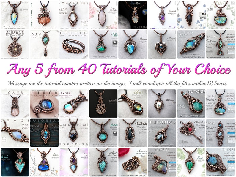 5 Tutorials of YOUR CHOICE Bundle : 5 Wire Wrap Tutorials Bundle, Wire ...