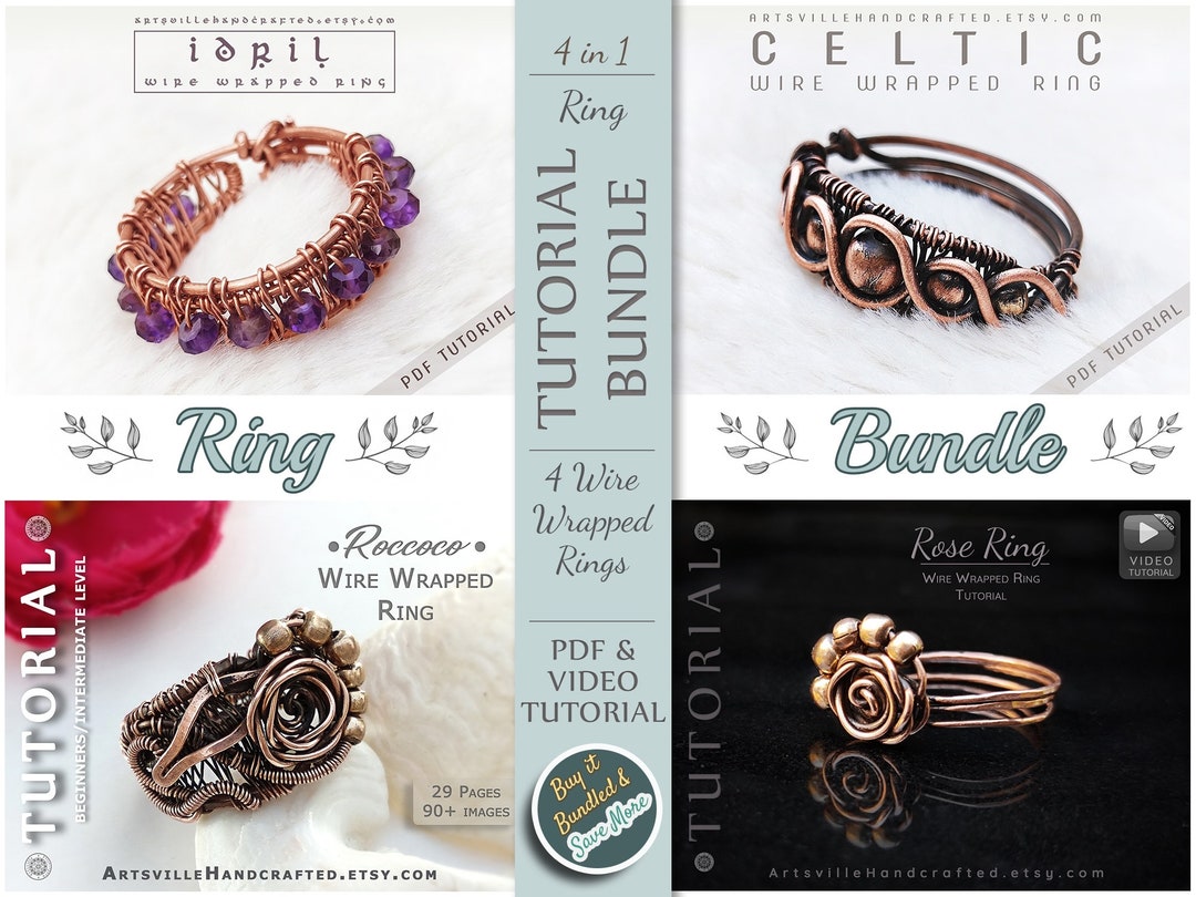 Beginners Ring Tutorial Bundle : Wire Wrap Ring Tutorial, Wire Jewelry ...