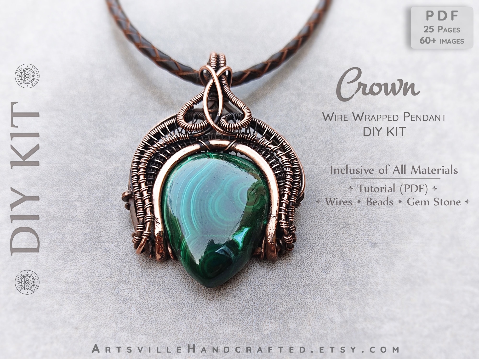 Crown : DIY Wire Wrapping Pendant Kit Beginner Crystal | Etsy