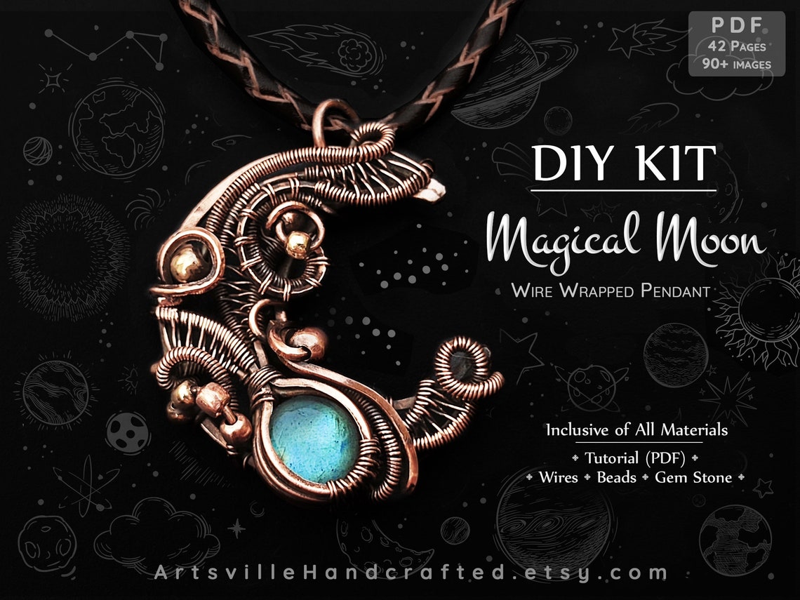 DIY Crescent Moon Wire Wrap Pendant Jewelry Making Kit Craft - Etsy