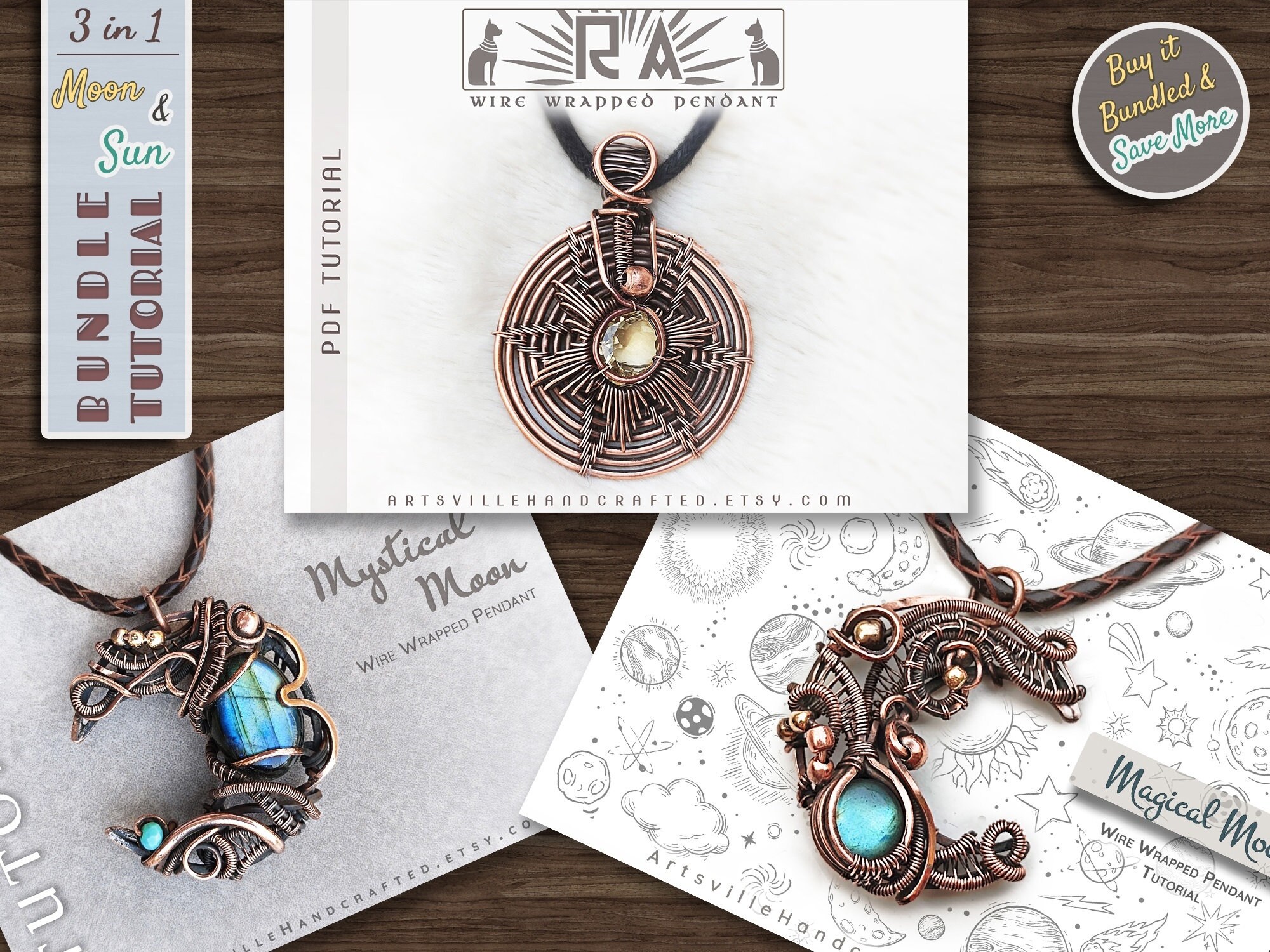 Sun and Moon Bundle : 3 Wire Wrap Tutorials, Wire Wrapping Tutorial ...