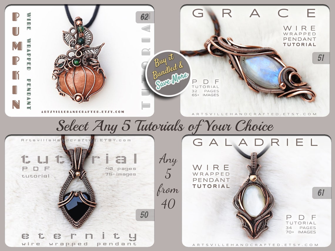 5 Tutorials of YOUR CHOICE Bundle : 5 Wire Wrap Tutorials - Etsy