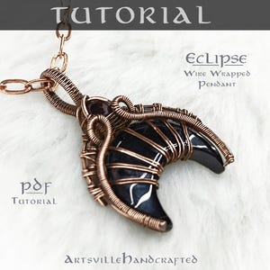 Eclipse: Crescent Moon Wire Wrap Pendant Tutorial DIY Jewelry | Witchy Elven Crystal Necklace ...