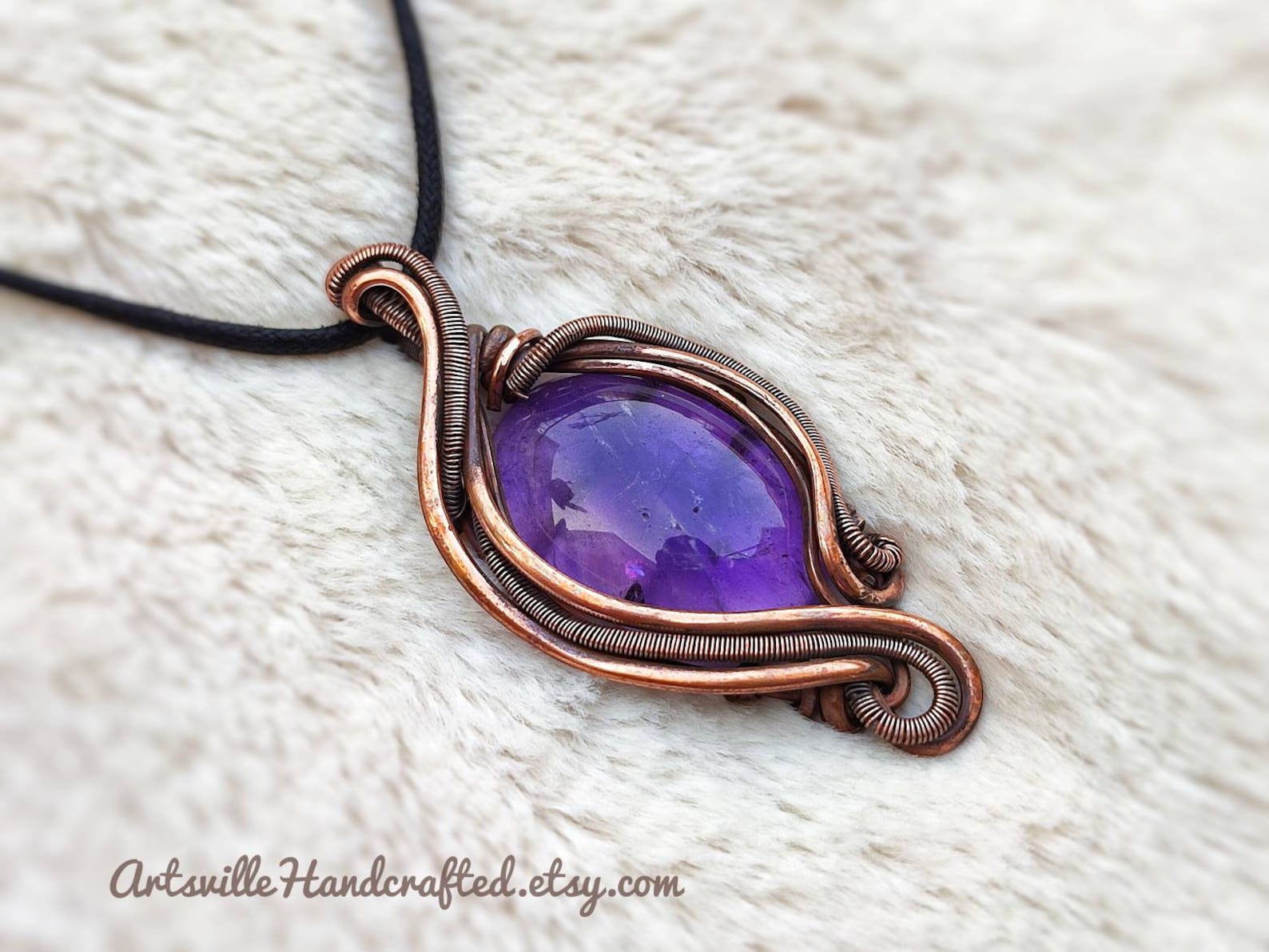 Amethyst Pendant Necklace Wire Wrapped Jewelry Wire Wrapped - Etsy