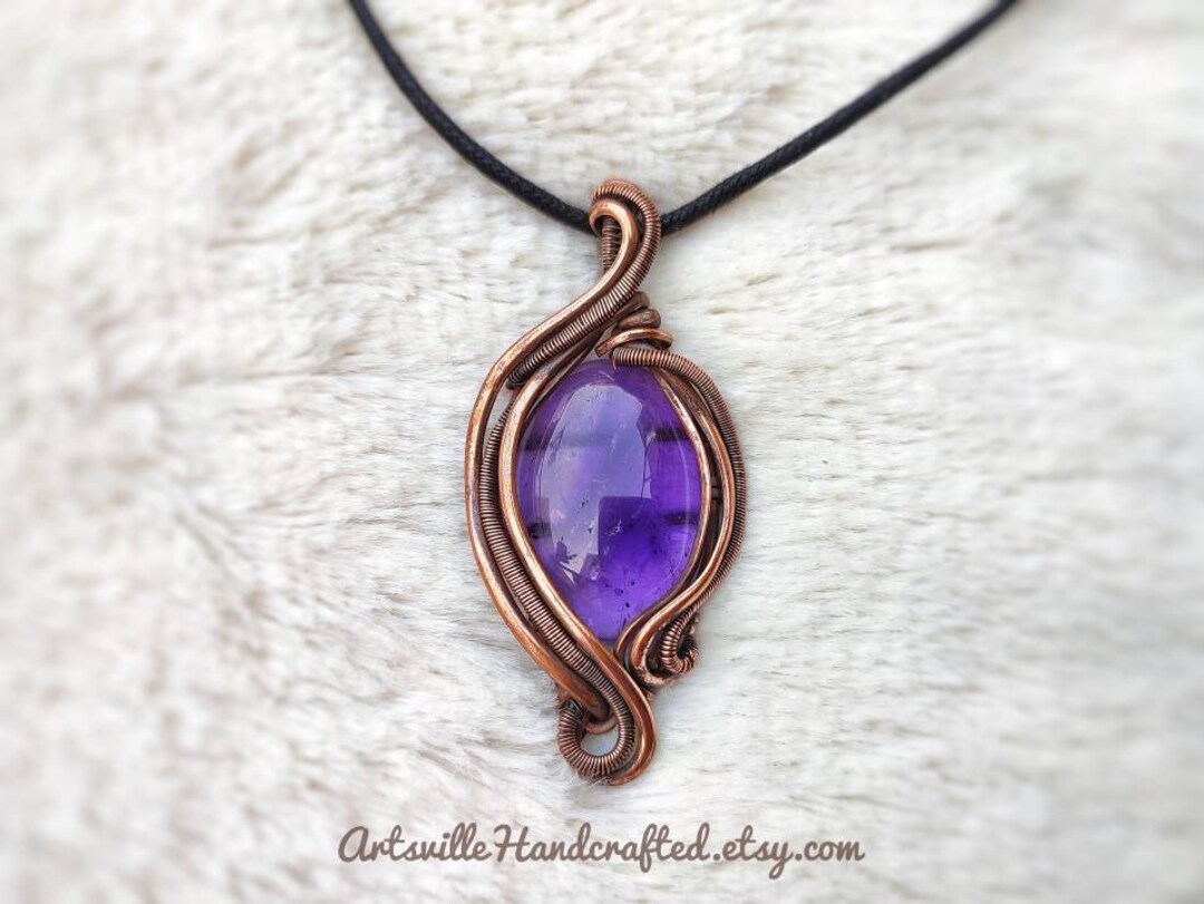 Amethyst Pendant Necklace Wire Wrapped Jewelry Wire Wrapped - Etsy