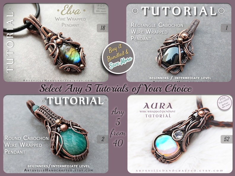 5 Tutorials of YOUR CHOICE Bundle : 5 Wire Wrap Tutorials - Etsy