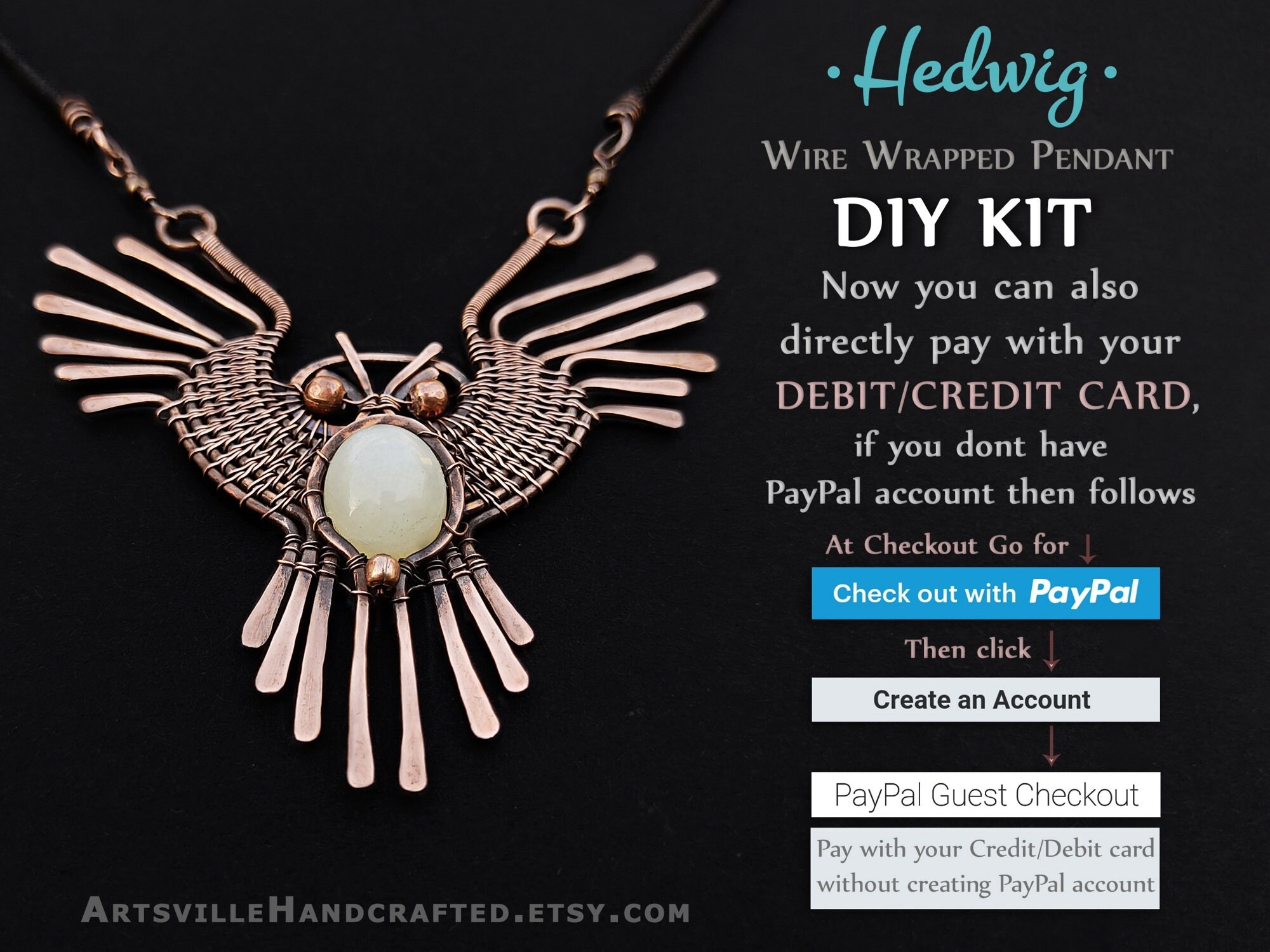 DIY Owl Pendant Wire Wrapping Kit Jewelry Making Kit Craft | Etsy