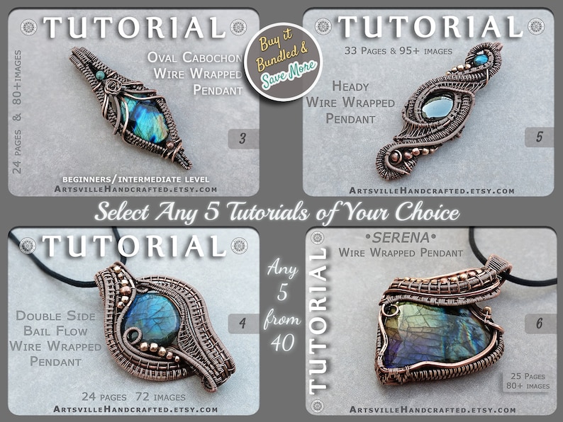 5 Tutorials of YOUR CHOICE Bundle : 5 Wire Wrap Tutorials - Etsy