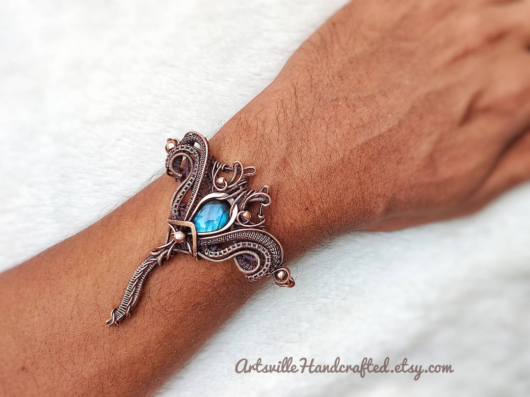 Mantaray Wire Wrap Bracelet, Stingray Bracelet for Men, Crystal & Wire ...