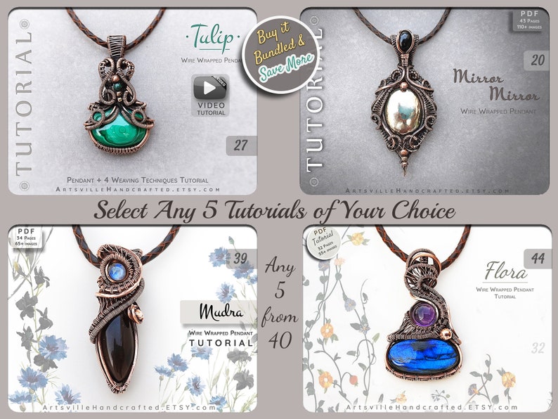 5 Tutorials of YOUR CHOICE Bundle : 5 Wire Wrap Tutorials - Etsy