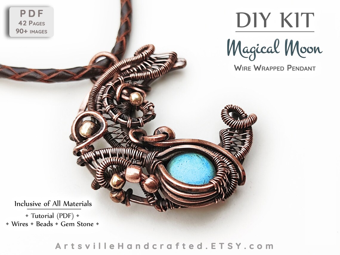 DIY Crescent Moon Wire Wrap Pendant Jewelry Making Kit Craft - Etsy