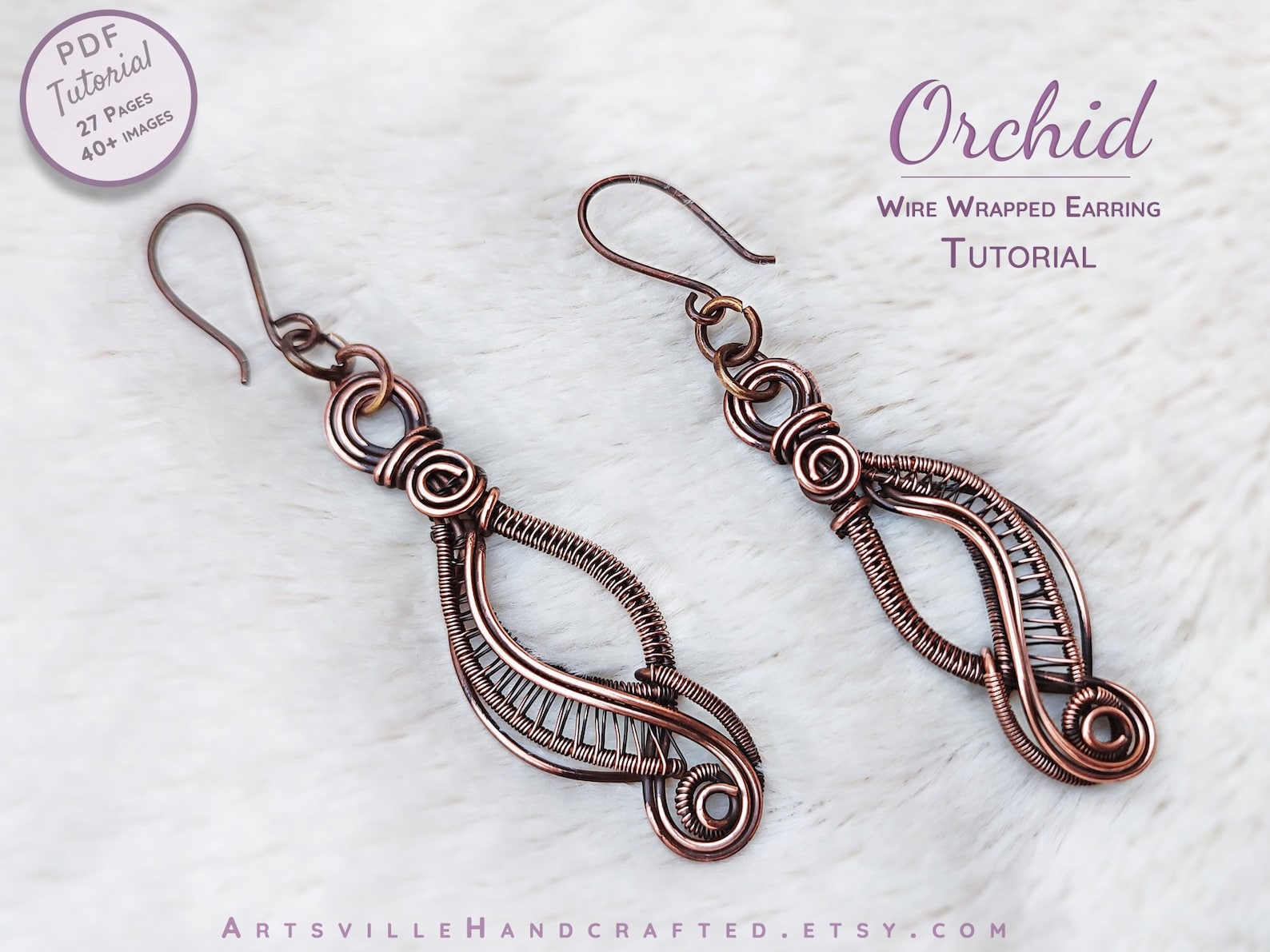 Wire Wrap Earring Tutorial, Wire Wrapping Pattern, Wire Art Tutorial, DIY Craft, Wire Work ...