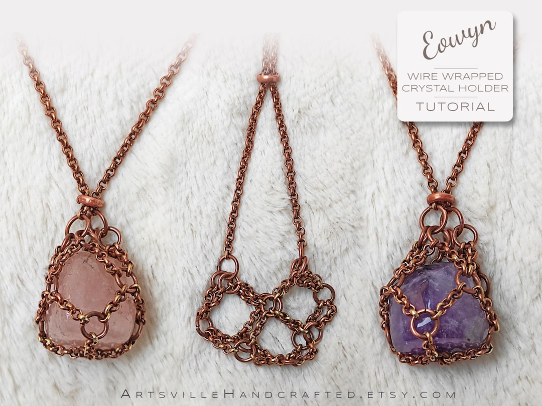 Crystal Holder Necklace Tutorial, Beginners Wire Wrap Tutorial, Wire ...