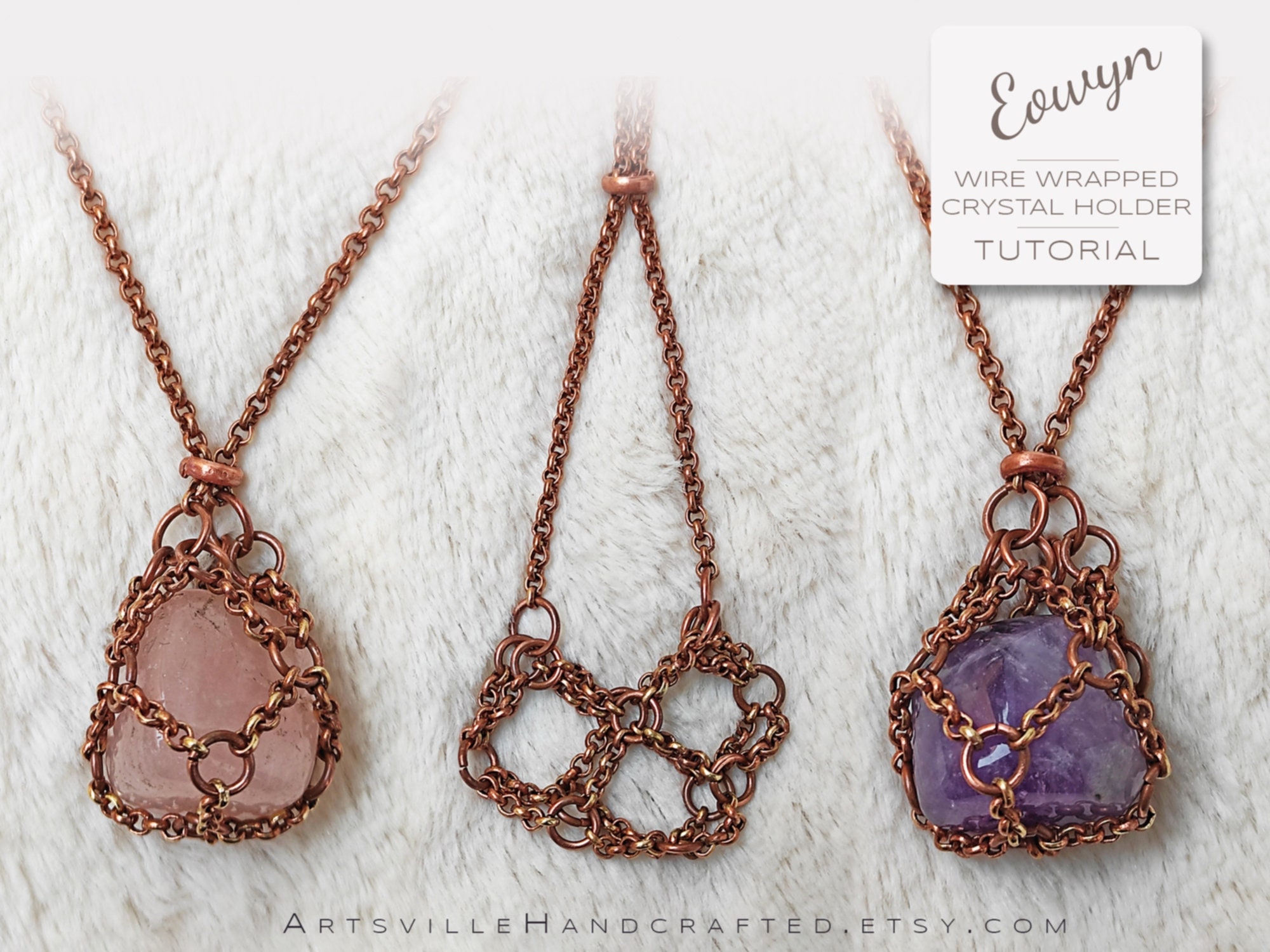 Crystal Holder Necklace Tutorial Beginners Wire Wrap Tutorial Wire Wrapping Tutorial Wire Jewelry Tutorial Wire Wrap Pendant Tutorial Etsy