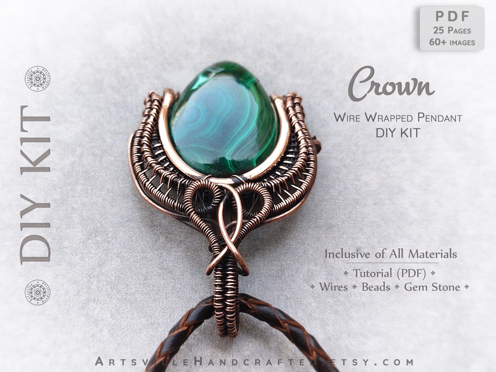 Crown : DIY Wire Wrapping Pendant Kit Beginner Crystal | Etsy
