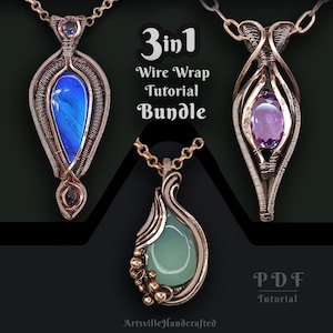 Wire Wrap Pendant Tutorials Bundle – 3 PDF Guides for Jewelry Making With Gemstones, Wire ...