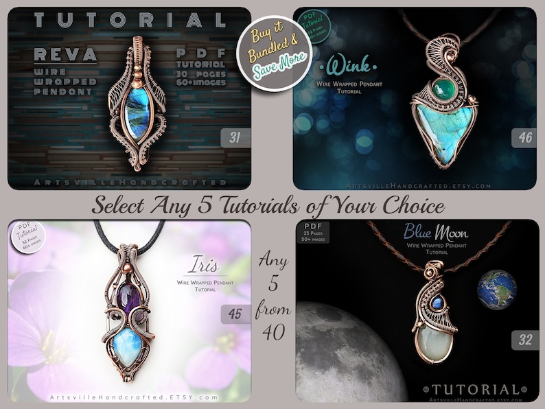 5 Tutorials of YOUR CHOICE Bundle : 5 Wire Wrap Tutorials - Etsy