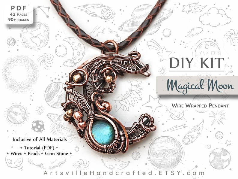 DIY Crescent Moon Wire Wrap Pendant Jewelry Making Kit Craft - Etsy