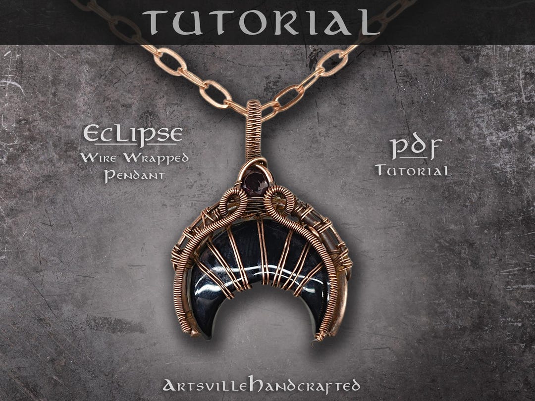 Eclipse: Crescent Moon Wire Wrap Pendant Tutorial DIY Jewelry | Witchy Elven Crystal Necklace ...