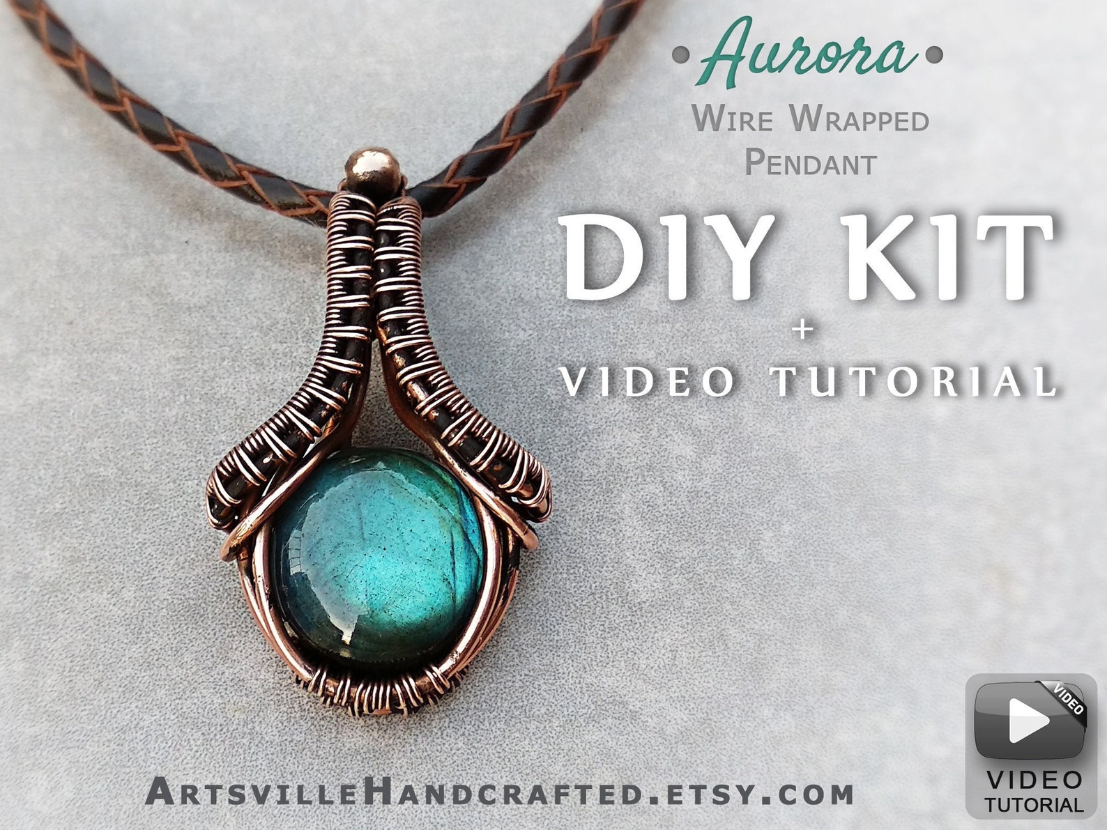 Full DIY Kit : Wire Wrap Pendant Tutorial DIY Kits for - Etsy