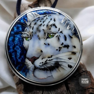 Unique Snow Leopard Brooch Pendant Exquisite Handcrafted Cloisonne ...