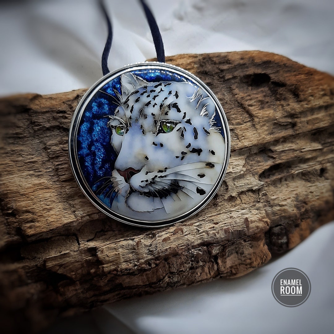 Unique Snow Leopard Brooch Pendant Exquisite Handcrafted Cloisonne ...