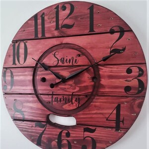 Farmhouse Wood Spool Wall Clock 20 to 36 IN Round Wooden Clock ...