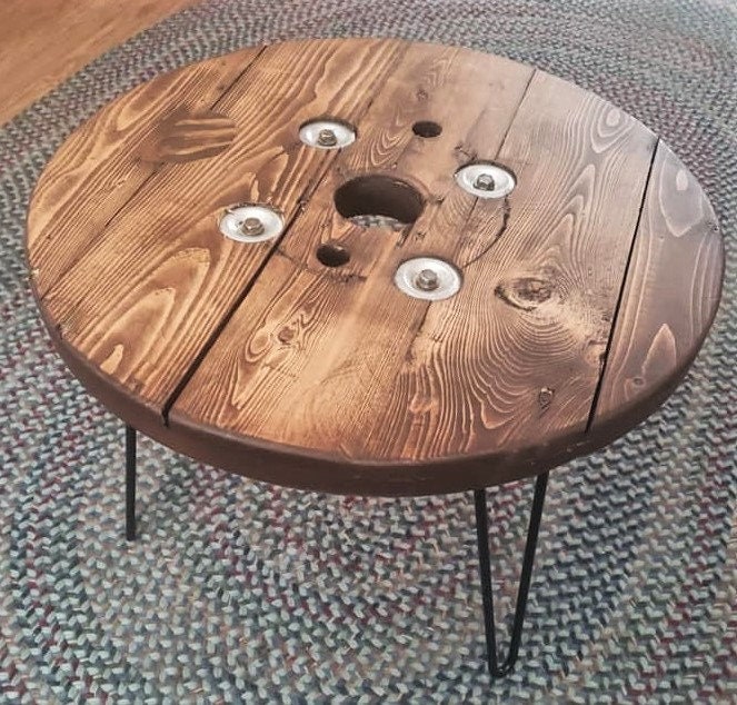 20 to 36 Farmhouse Round Wood Spool Table - Hairpin & Pipe Legs ...